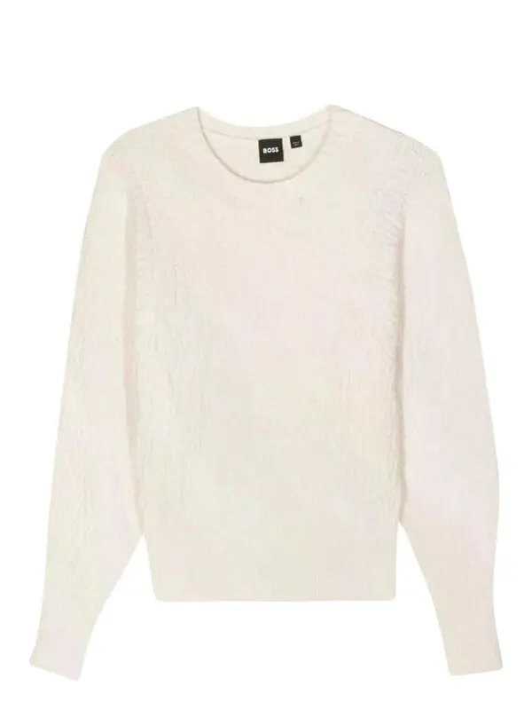 BOSS Logo-lettering Chunky-knit Jumper - Neutrals