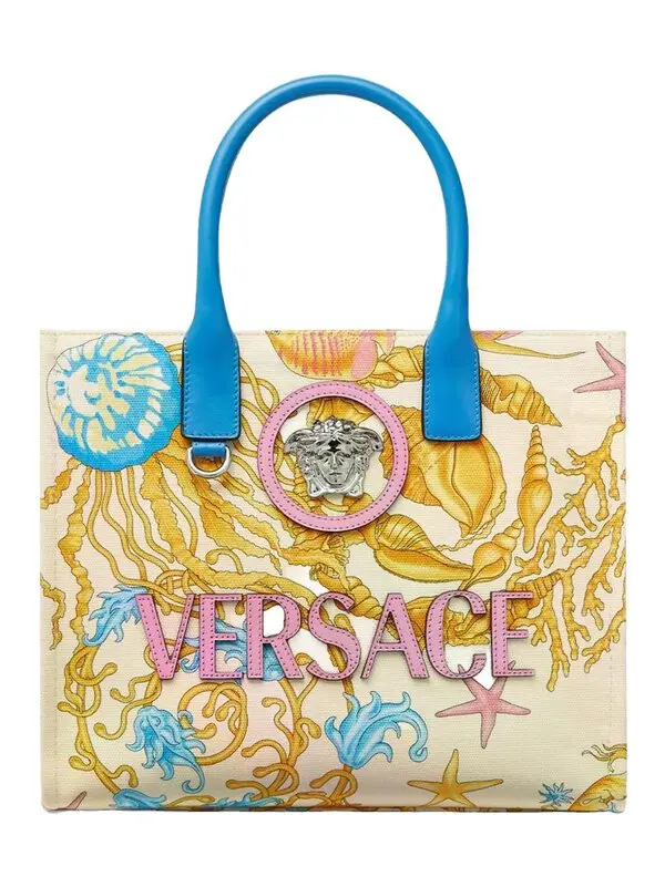 Versace Underwater Barocco Canvas Tote Bag - Neutrals