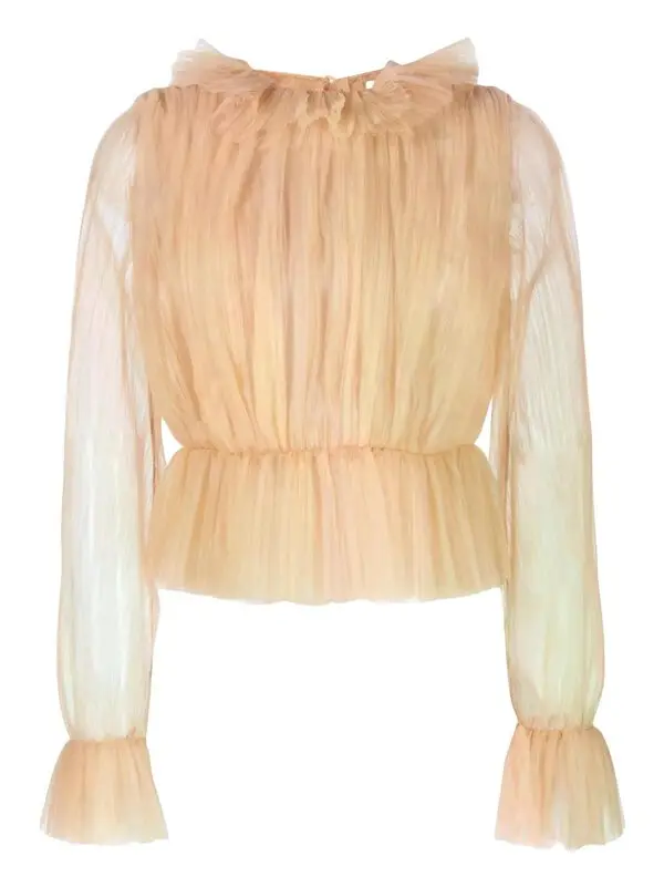 Khaite Long-sleeve Tulle Blouse - Neutrals
