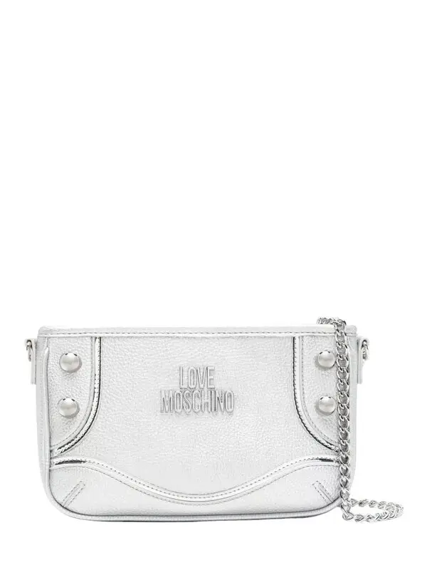 Moschino Logo-lettering Metallic Shoulder Bag - Silver