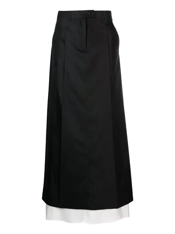 PETER DO Double-layer A-line Maxi Skirt - Black