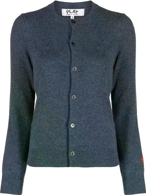 Play Comme Des Garcon Mélange-effect Wool Cardigan - Blue