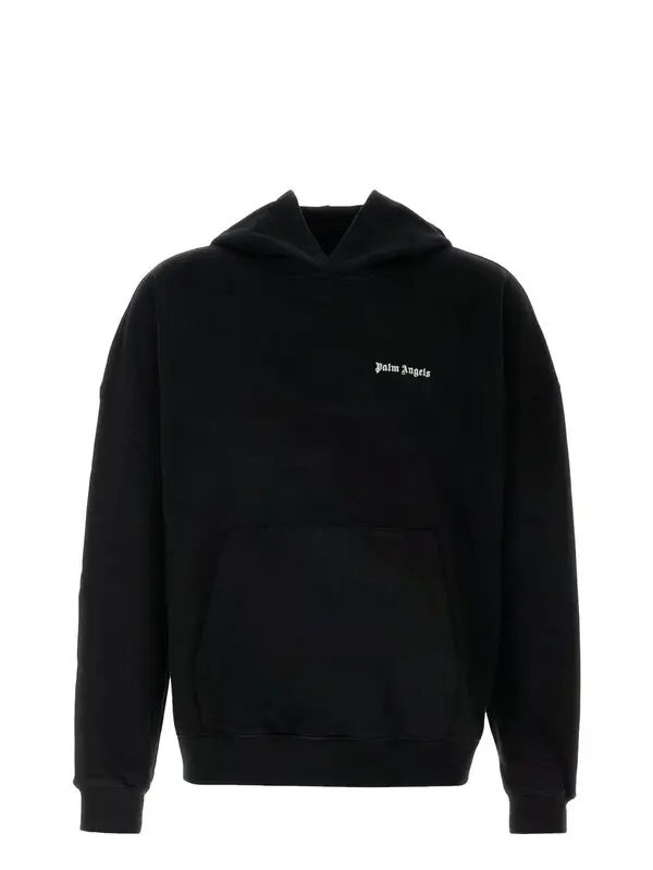 Palm Angels Logo-embroidered Hoodie - Black
