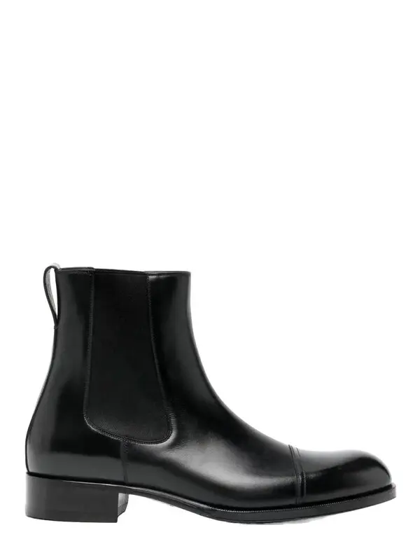 TOM FORD Leather Ankle Boots - Black