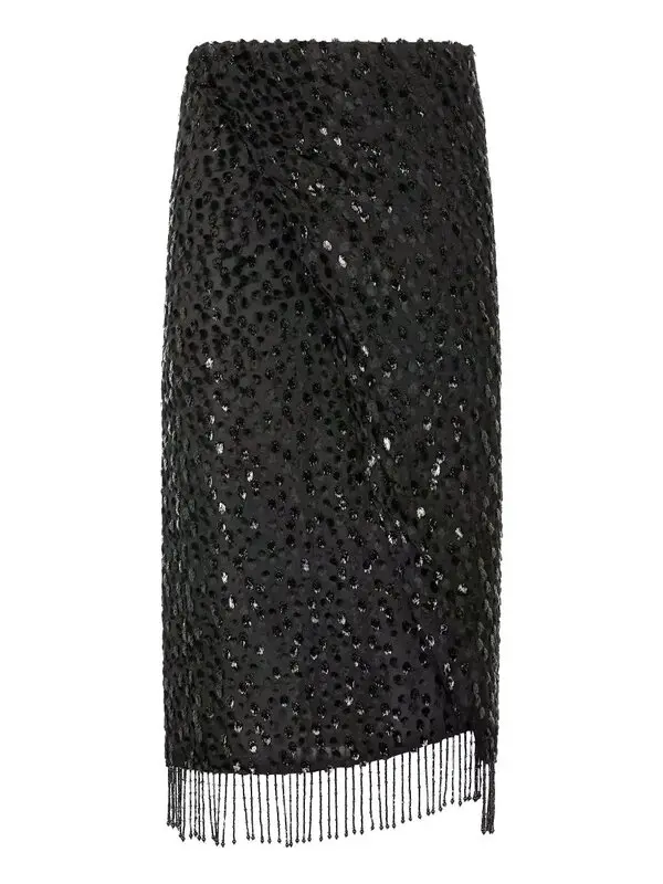 Roberto Cavalli Fringe-detail Sequined Skirt - Black