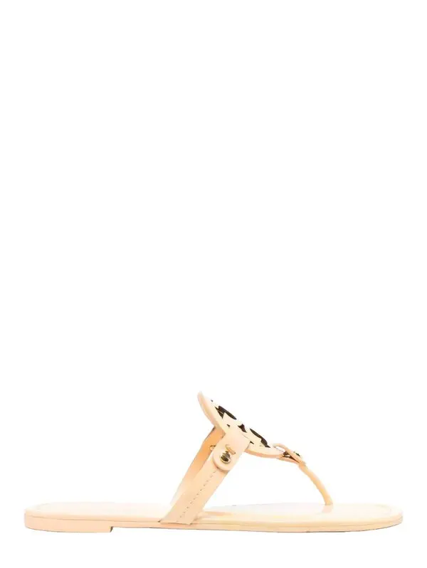 Tory Burch Miller Cut-out Leather Flip-flops - Neutrals