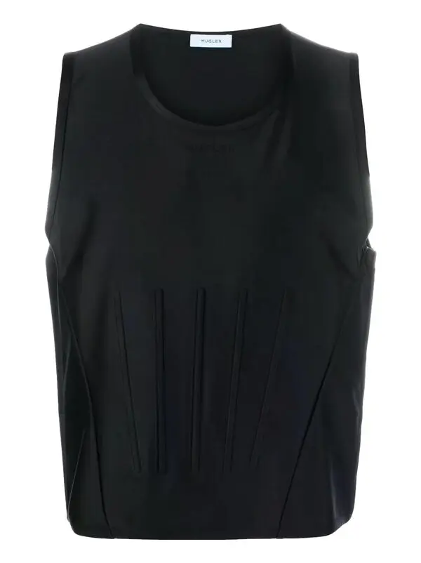 MUGLER Round-neck Sleeveless Top - Black