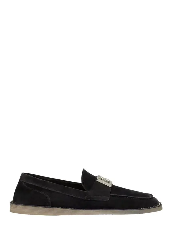 Dolce & Gabbana Logo-lettering Suede Loafers - Blue