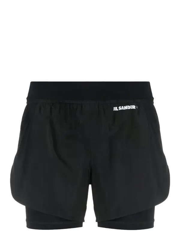 JIL SANDER Logo-print Layered Shorts - Black