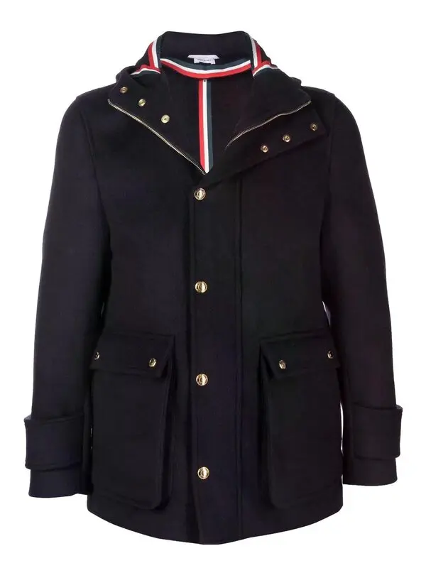 Thom Browne Cashmere Hooded Zip-up Parka - Blue