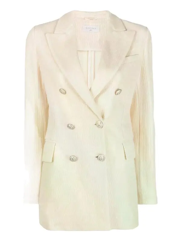 CIRCOLO 1901 Double-breasted Textured Blazer - Neutrals