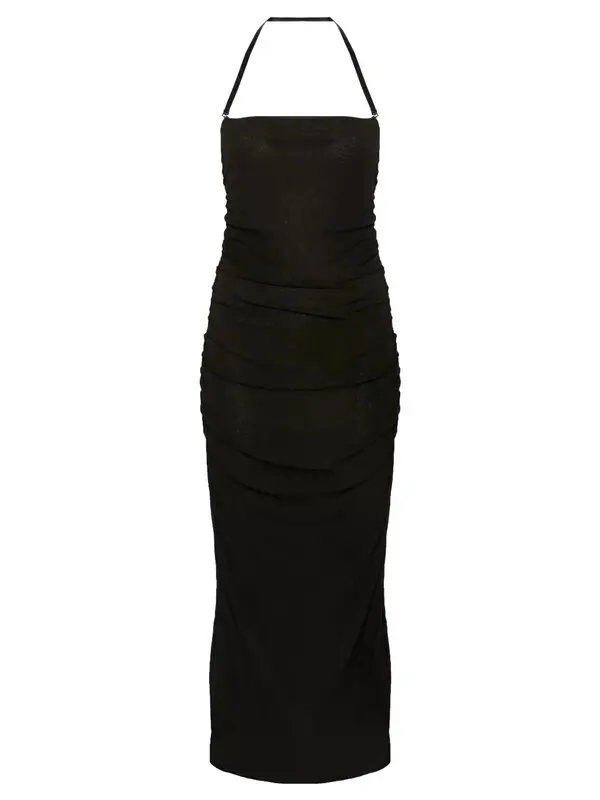 Nanushka Ruched Halterneck Midi Dress - Grey