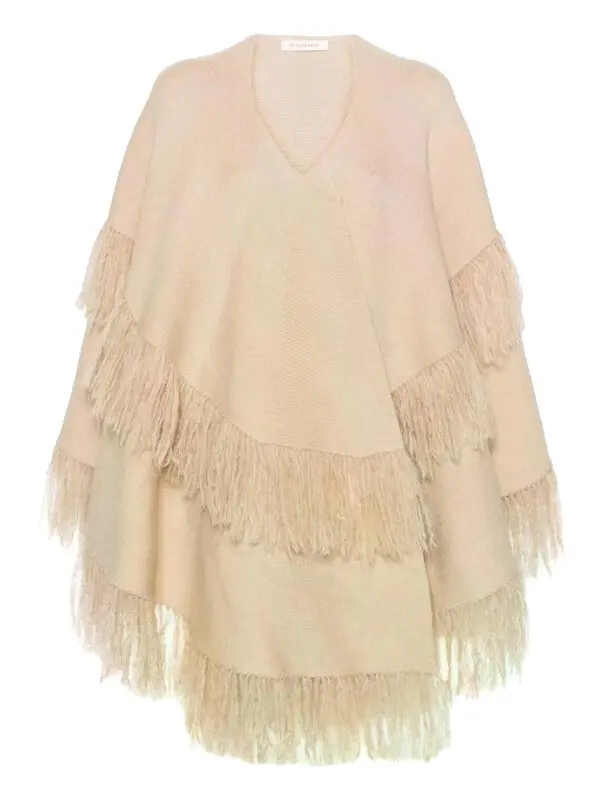 BY MALENE BIRGER Fringed Wool-blend Cape - Neutrals