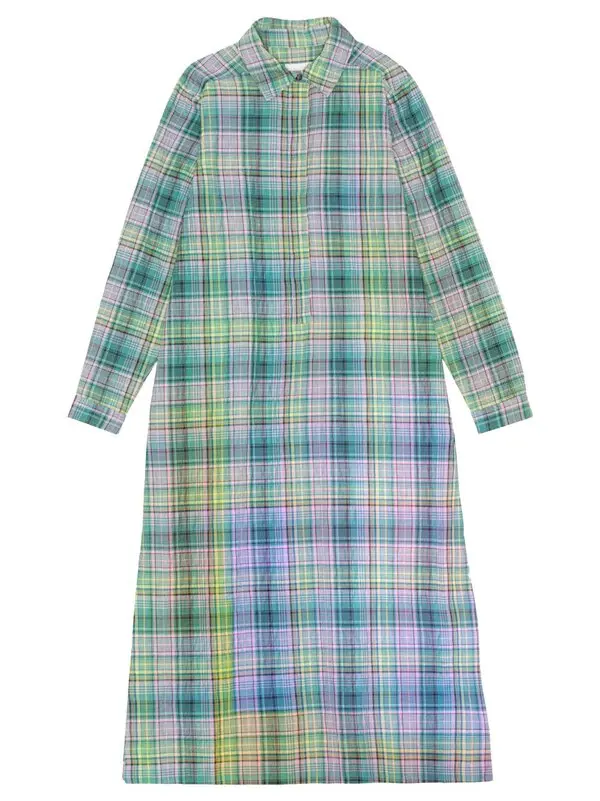 GANNI Check-pattern Seersucker Shirt Dress - Blue