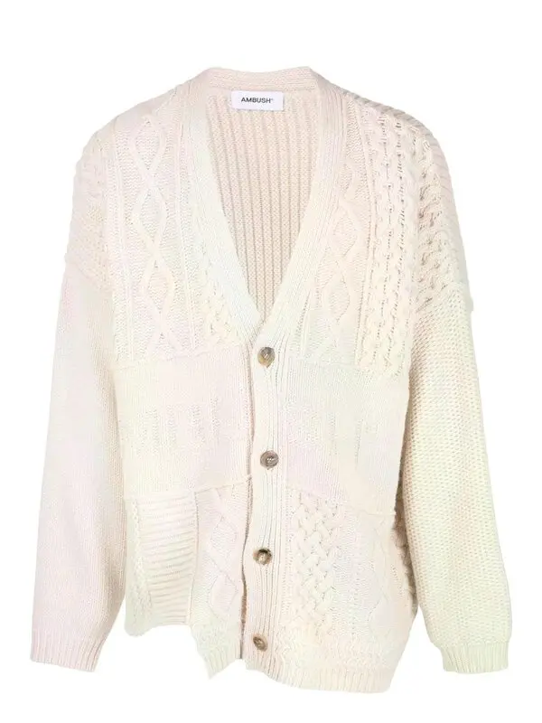 AMBUSH Patchwork-knit Cardigan - Neutrals