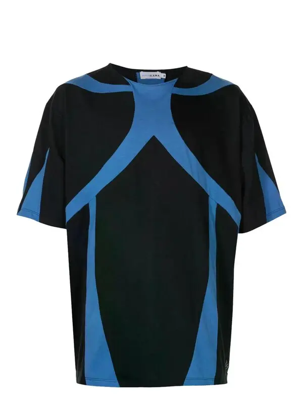 AMIR SLAMA Panelled Round-neck T-shirt - Blue