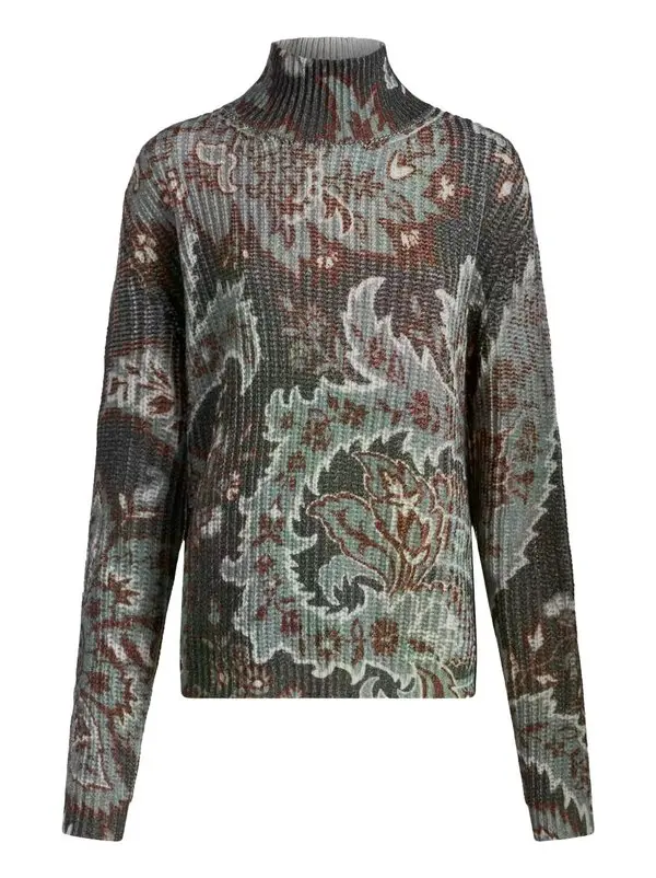 Etro Floral-print Wool Sweater - Blue