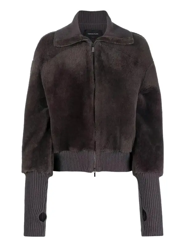 Fabiana Filippi Knit-panel Zip-up Jacket - Grey