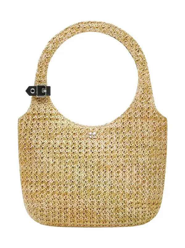 COURREGES Woven Raffia Holy Shoulder Bag - Neutrals