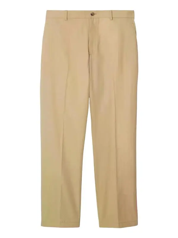 Burberry Logo-embroidered Cotton Chino Trousers - Neutrals