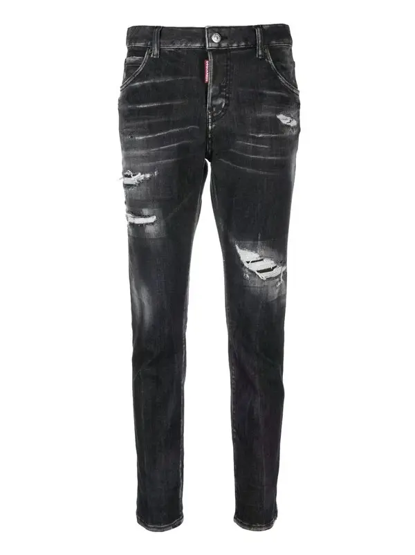 Dsquared2 Distressed Cropped Skinny Jeans - Black
