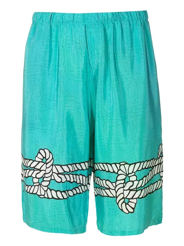 AMIR SLAMA Graphic-print Silk Bermuda Shorts - Blue