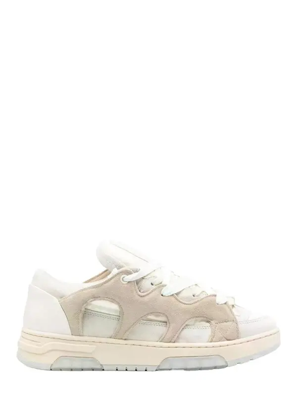 SANTHA Panelled Padded Leather Sneakers - Neutrals