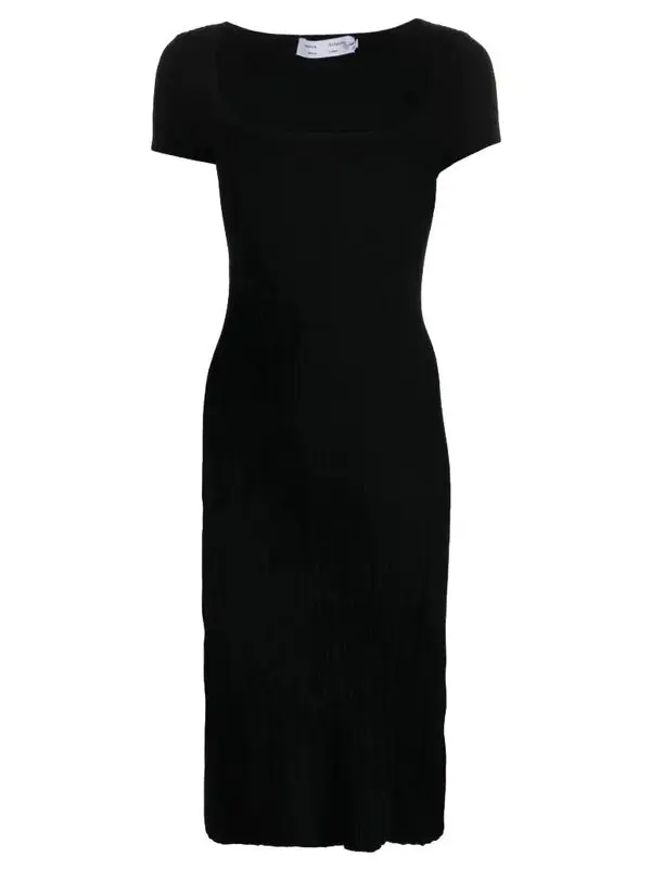 Proenza Schouler White Label Ribbed-knit Short-sleeve Dress - Black