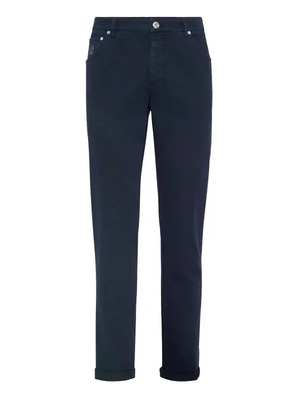 Brunello Cucinelli Logo-embroidered Straight-leg Jeans - Blue
