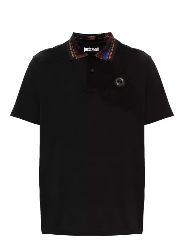 Just Cavalli Logo-appliqué Polo Shirt - Black