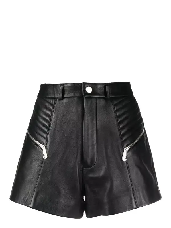 Philipp Plein Zipper-detail Leather Shorts - Black