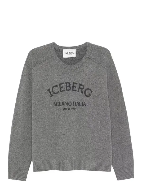 Iceberg Logo-intarsia Crew-neck Sweater - Grey