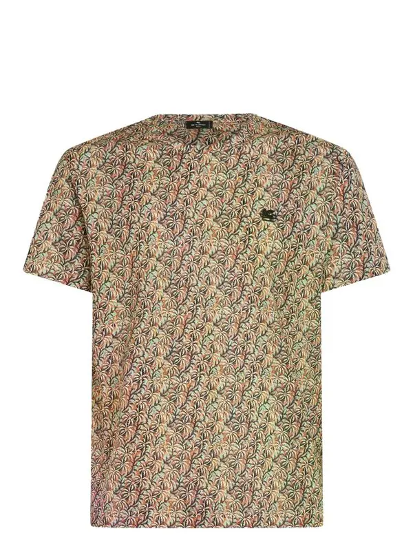 Etro Palm Tree-print Cotton T-shirt - Orange