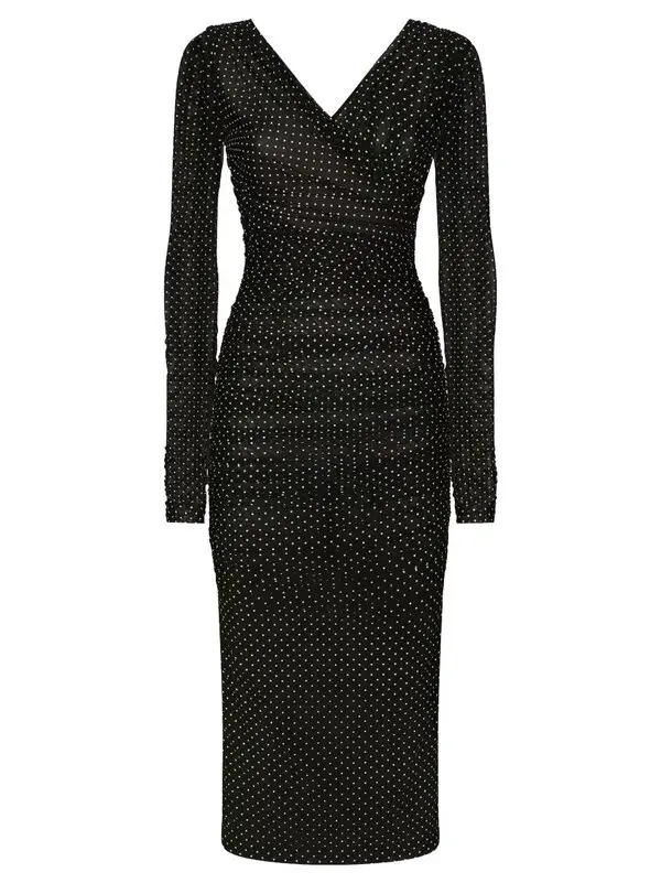 Dolce & Gabbana Polka-dot Tulle Midi Dress - Black