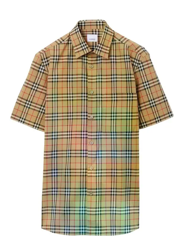 Burberry Nova-check Pattern Cotton Shirt - Neutrals