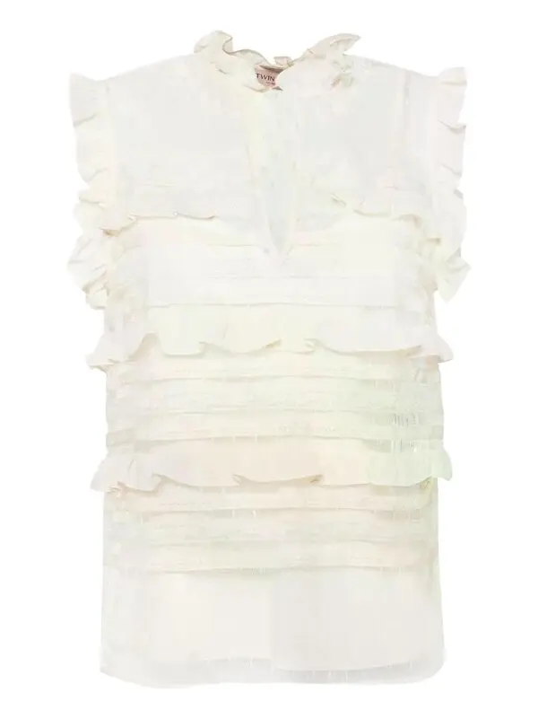 TWINSET Floral-lace Sleeveless Blouse - Neutrals