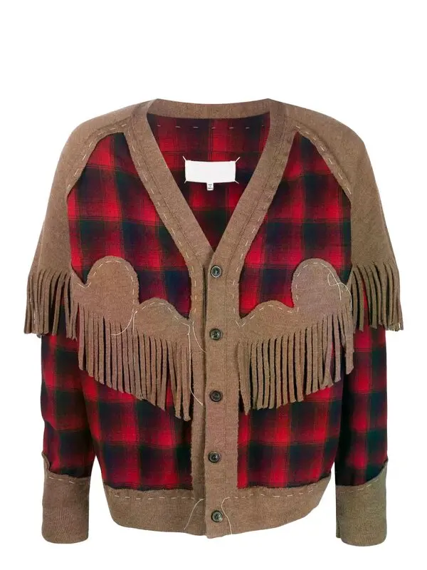 MAISON MARGIELA X Pendleton Fringe-trim Wool Cardigan - Red