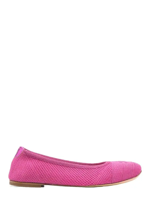 Casadei Lurex-detail Knitted Ballerina Shoes - Pink