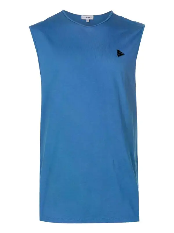 AMIR SLAMA Logo-plaque Cotton Tank Top - Blue