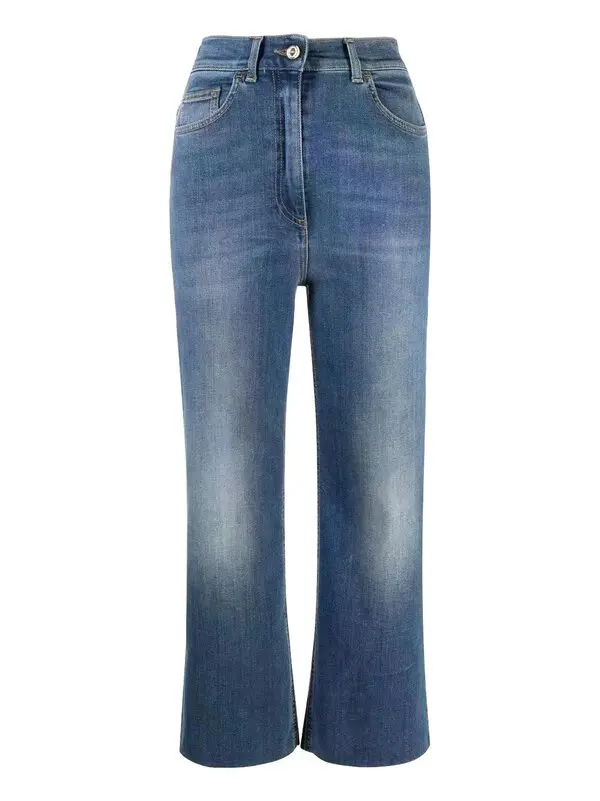 Elisabetta Franchi Cropped High-waisted Jeans - Blue