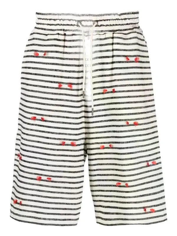 Henrik Vibskov Striped Shorts With Fringe Detailing - Neutrals