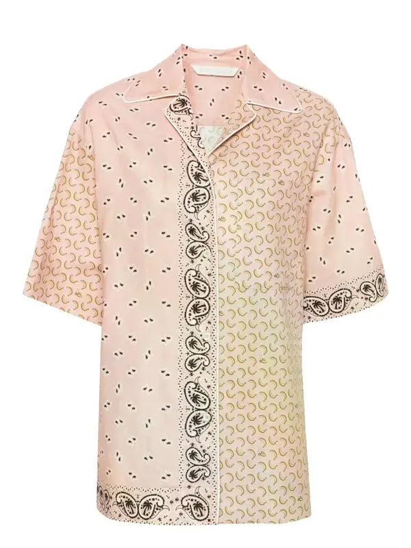 Palm Angels Mix-print Camp-collar Shirt - Pink