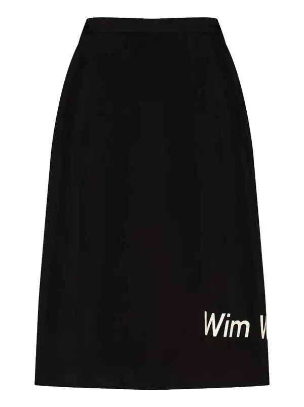 Yohji Yamamoto Text-print A-line Skirt - Black