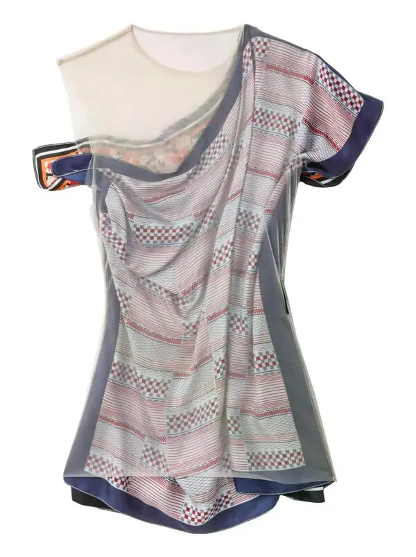 MARINE SERRE Asymmetrical Layered Top - Grey