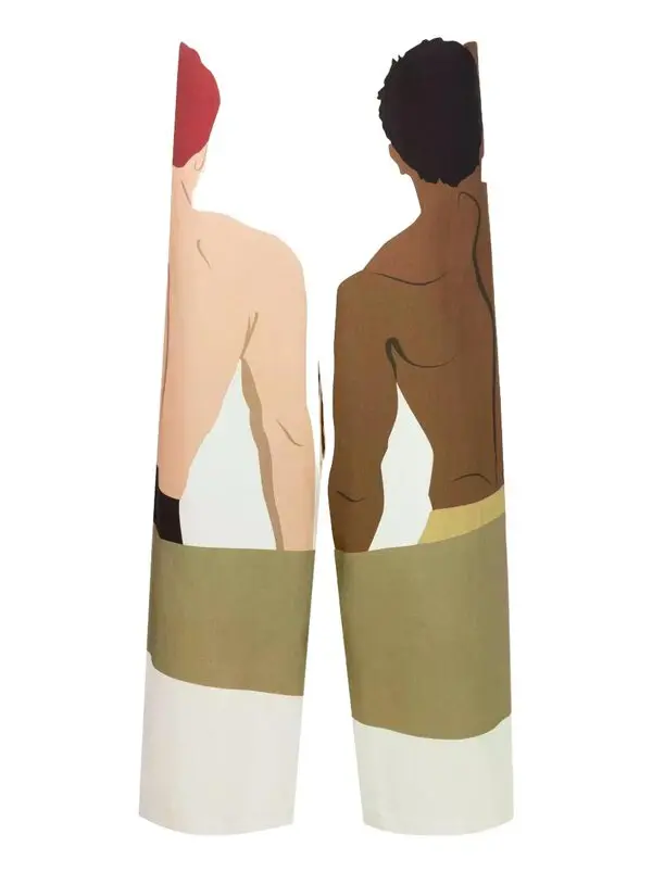AMIR SLAMA Graphic-print Wide-leg Trousers - Neutrals