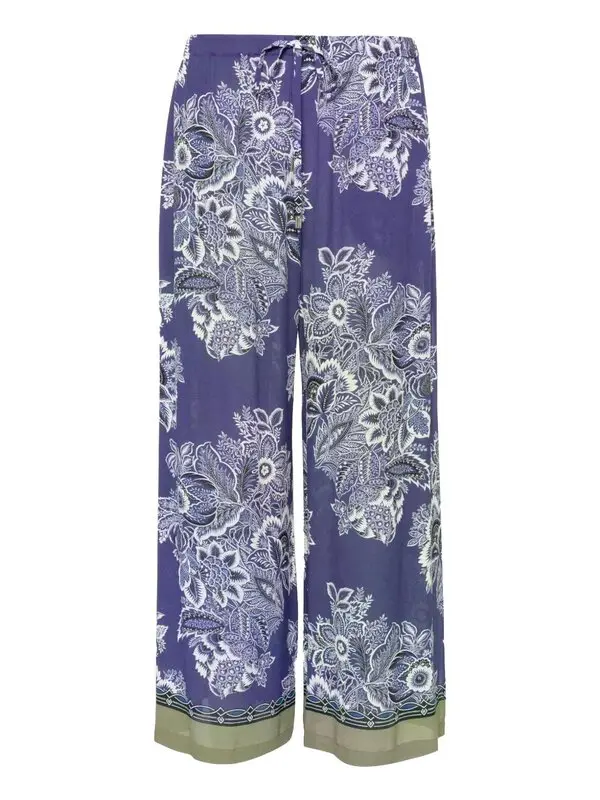 Etro Floral-print Wide-leg Trousers - Blue