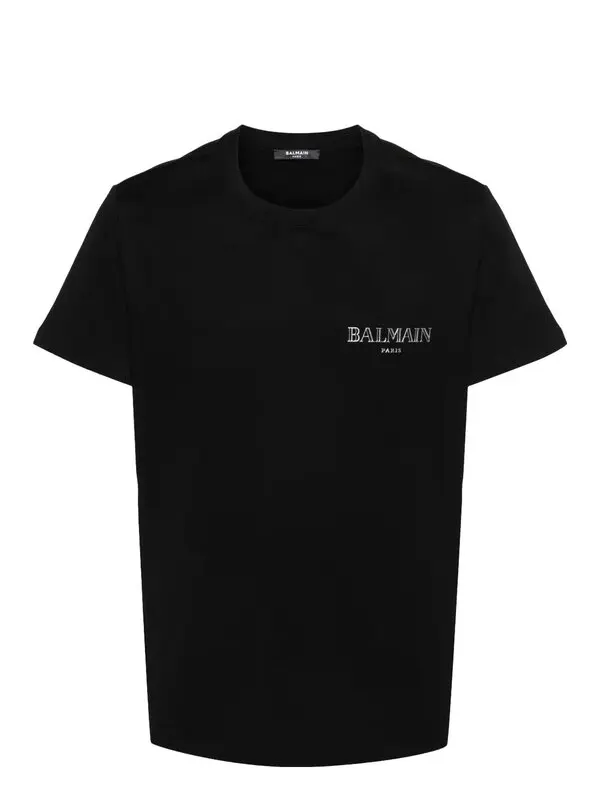 Balmain Logo-appliqué Cotton T-shirt - Black