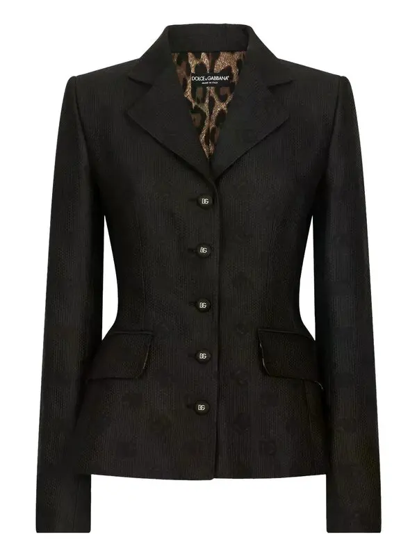 Dolce & Gabbana Logo-jacquard Single-breasted Blazer - Black