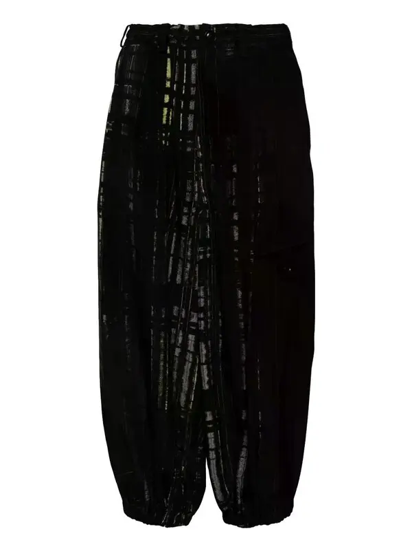Y’s Checked Tapered Trousers - Black