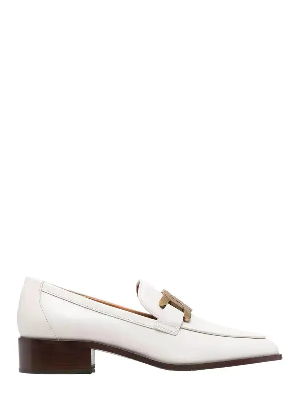 TOD'S Logo-plaque Leather Loafers - Neutrals